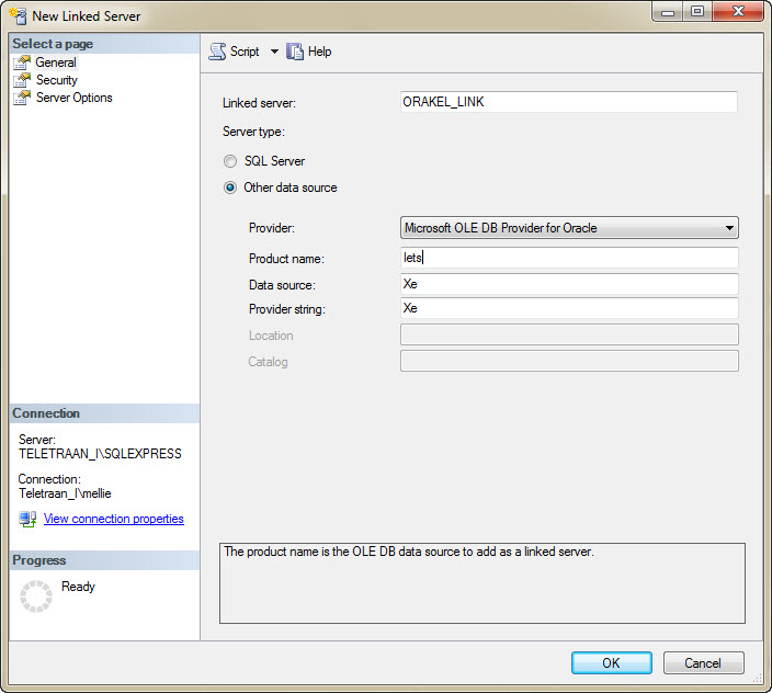 Creating a linked server Oracle to MsSQL and common Error 7302 Could ...
